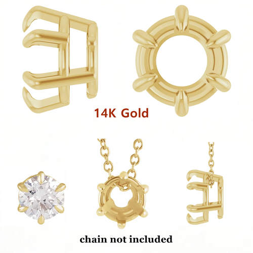 Round Pendant Setting Mounting 6 Prong Slide Basket Design Solid 14K ...