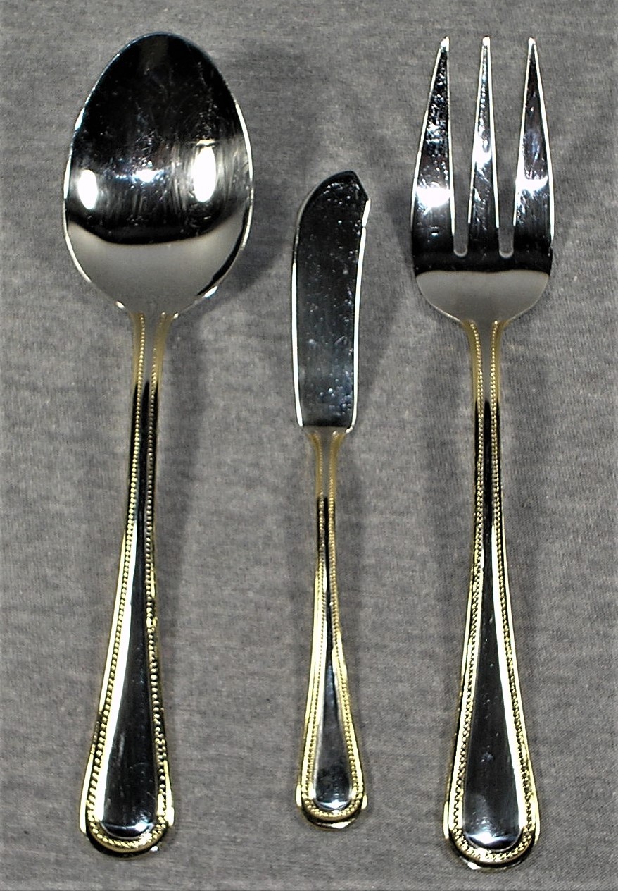 Wallace Gold Royal Bead Silverware Flatware Stainless Front & Back ...