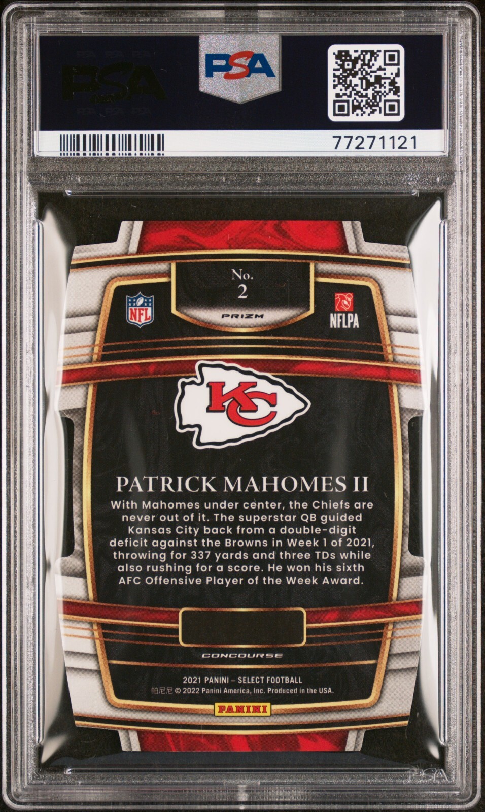 2021 Panini Select - Concourse Patrick Mahomes II #2 Black & Gold Prizm ...
