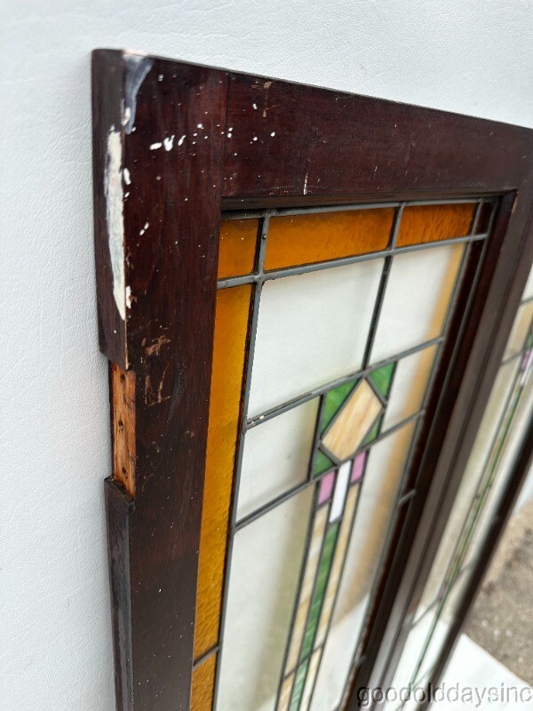 Pair of Stained Leaded Glass Cabinet Doors / Windows Circa 1915 Window ...
