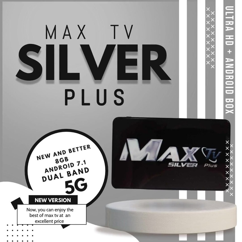 MaxTV Silver PLUS 5G NEW 2023 4K ULTRA-HD BOX+ANDROID 9.1 8GB Max TV ...