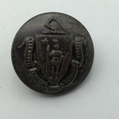 Massachusetts State Seal Uniform Button Militia Evans USA Vintage ...