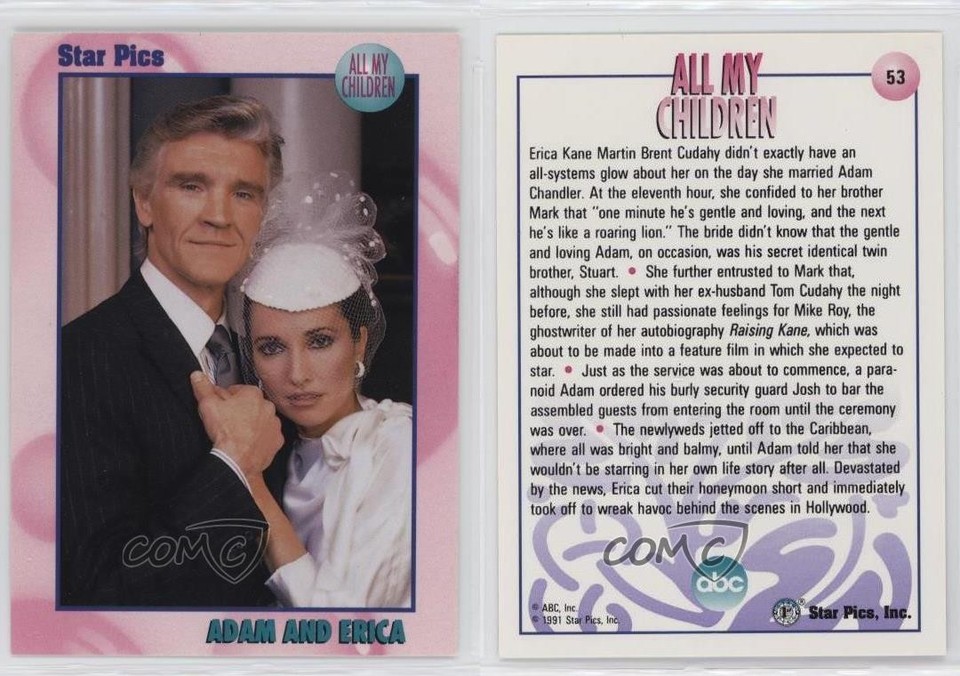 1991 Star Pics ABC Soaps All My Children Erica Kane Adam Chandler and ...