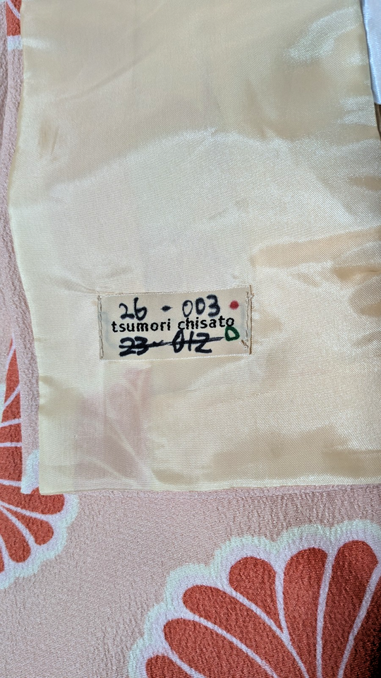 Tsumori Chisato Furisode Kimono Pink Floral Polyester Washable 168cm ...