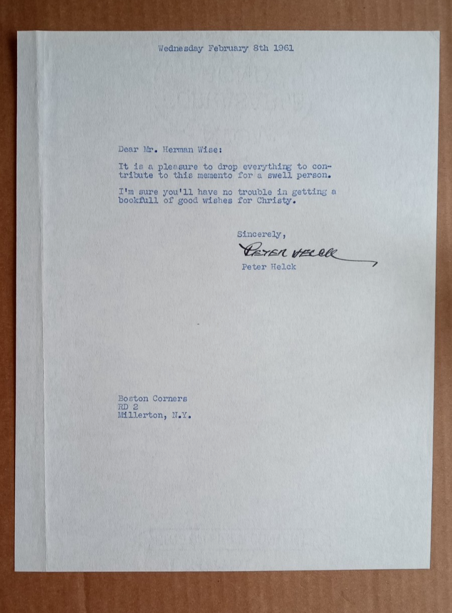 1961 SIGNED LETTER PETER HELCK AUTOCAR ARTIST TO HERMAN WISE SPRINT CAR ...