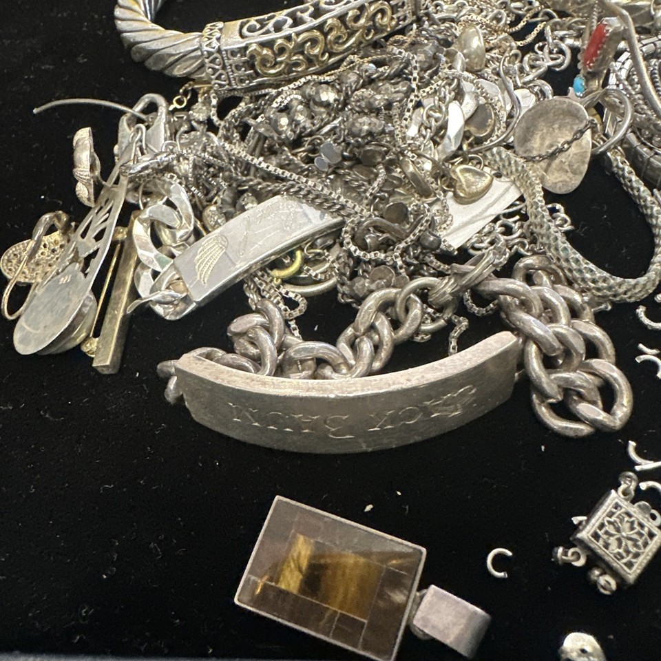 925 418 Grams Some Scrap Sterling Silver Jewelry And Wearable Lot See ...