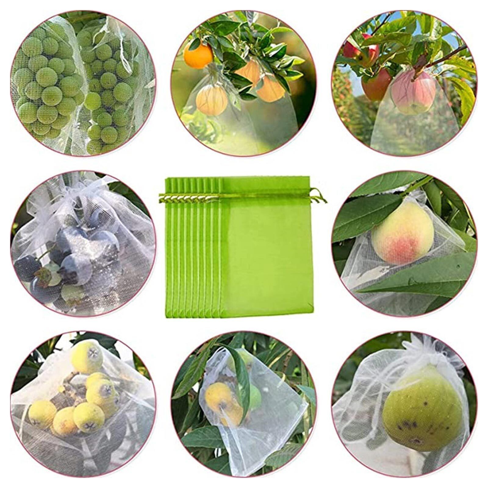 50/100 Fruit Net Bags Agriculture Garden Vegetable Protection Mesh ...
