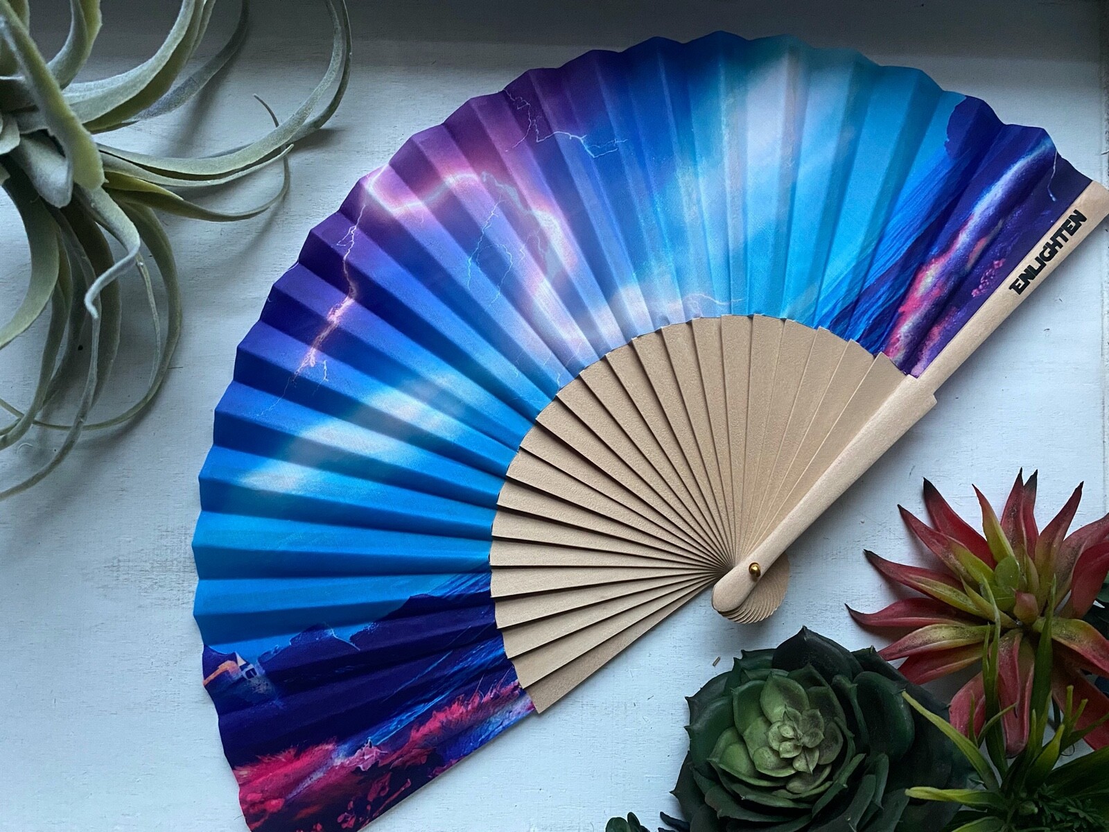 Lightning On The Beach Hand Fan - Gem