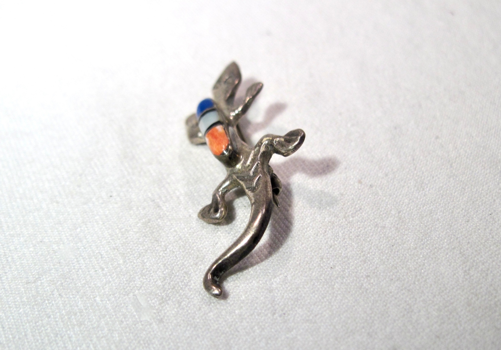 Vintage Handmade Navajo Sterling Silver Lizard Inlay … - Gem