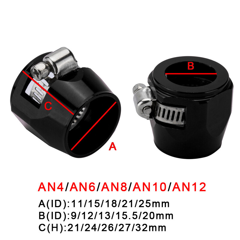4pcs Black Aluminum AN6 Car Engine Fuel Hose Clip Folder Universal ...