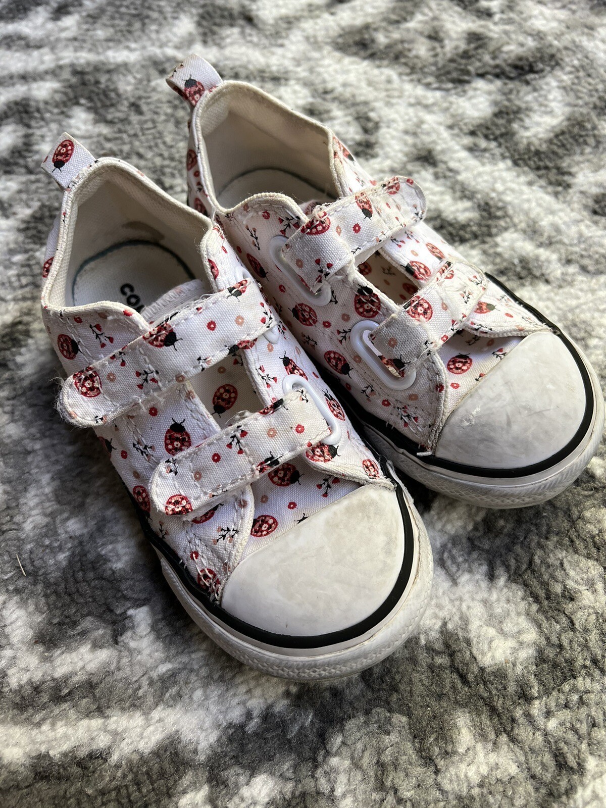 Ladybug Converse With Flowers KIDS All Star Easy Close Chuck Taylor’s ...