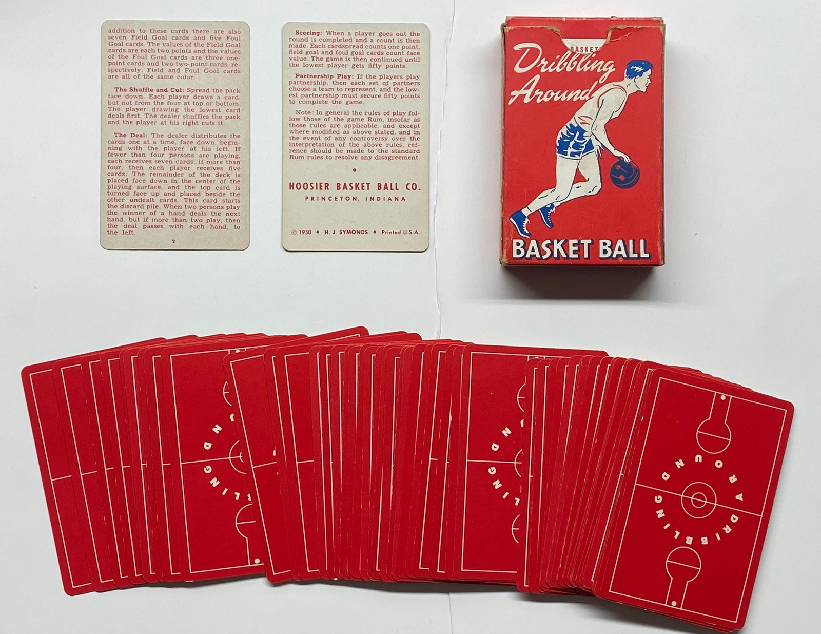 1950 Dribbling Around Basketball Card Game 54 Cards Hoosier Basketball ...