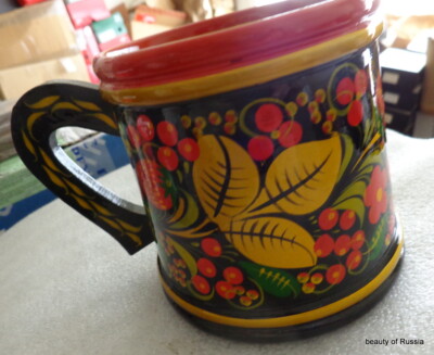 RUSSIAN Wooden Khokhloma Hand Painted THE MUG /CUP/ #2 | eBay