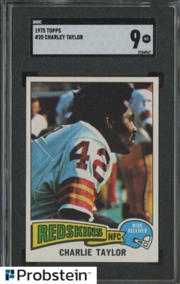 1975 Topps Football #20 Charley Taylor Washington Redskins SGC 9 MINT ...
