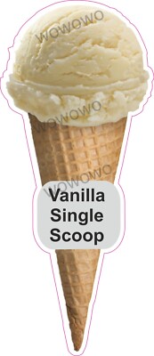 Ice cream van sticker Vanilla Single Scoop Cone waffle trailer sticker ...