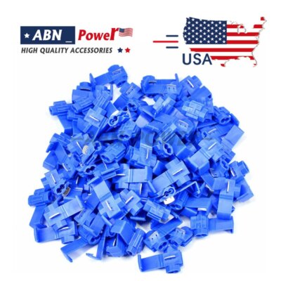 100x Blue Electrical Cable Connectors Quick Splice Lock Wire Terminals ...