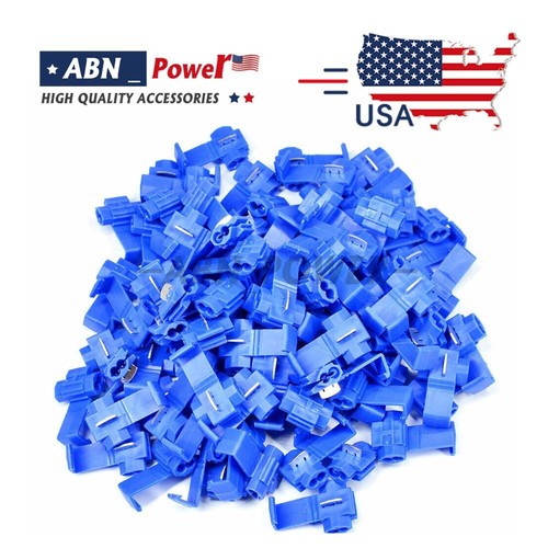 100x Blue Electrical Cable Connectors Quick Splice Lock Wire Terminals ...