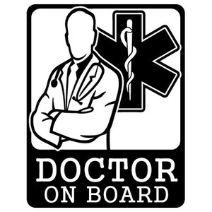 DOCTOR ON BOARD EMS EMT NURSE STAR OF LIFE EMERGENCY VINYL DECAL ...