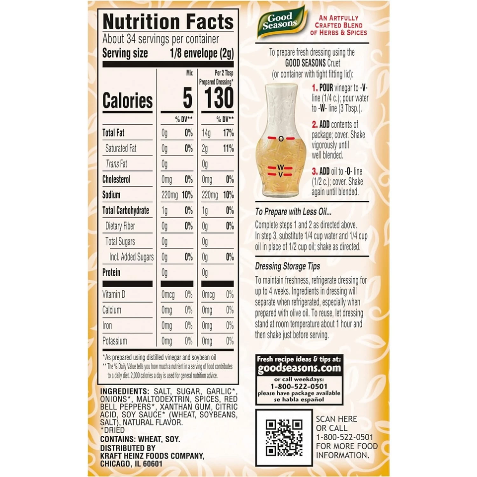 Good Seasons Zesty Italian Dressing & Recipe Seasoning Mix, 4 ct ...