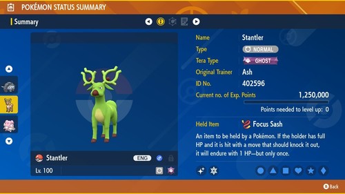 Shiny Stantler 6IVs Tera Type: Ghost Pokémon Scarlet and Violet | eBay