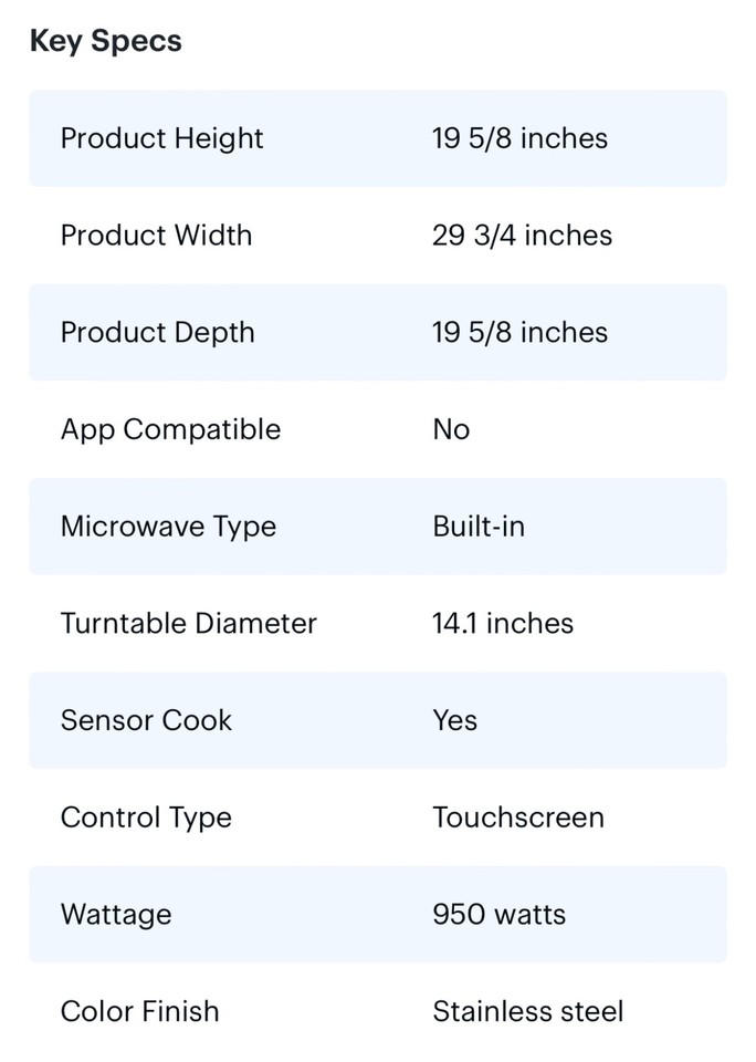 Thermador MB30WP 30” Built-In Microwave - Professional Series | eBay