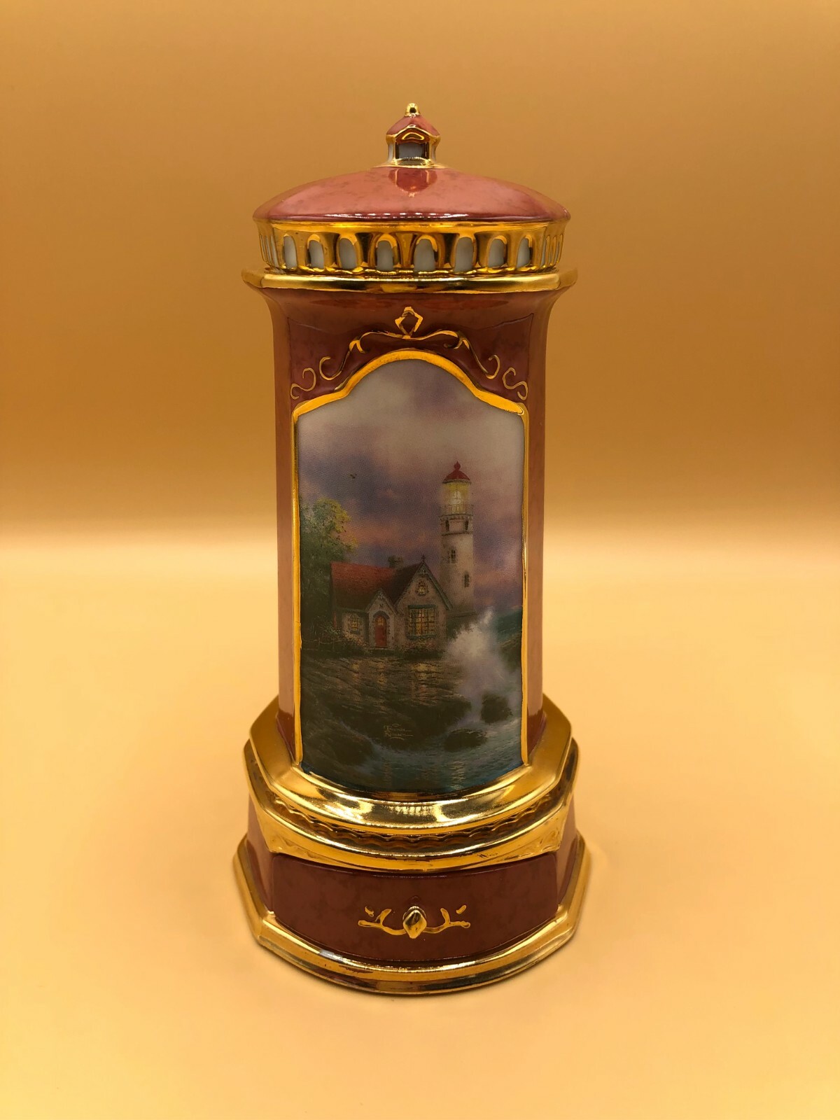 Thomas Kinkade Lighthouse Musical Figurine Seaside Reflections Beacon ...