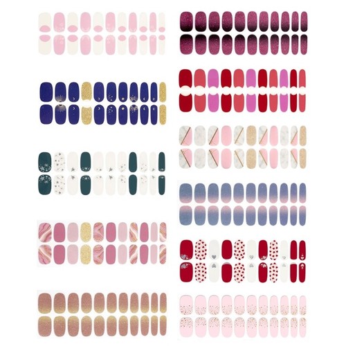 22 Finger Stickers Purple Waterproof Adhesive Nail Full Sticker | eBay