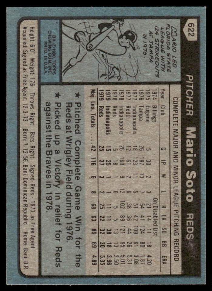1980 Topps Mario Soto #622 Cincinnati Reds Baseball Card | eBay