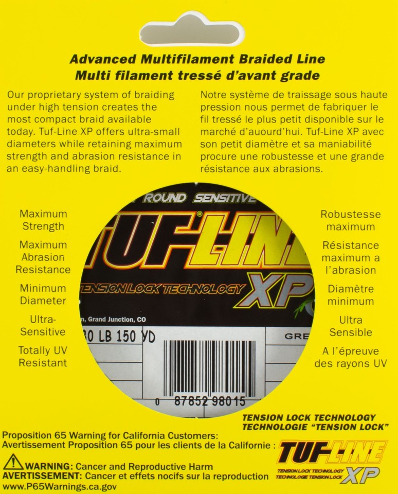 (LOT OF 4) TUF-LINE XP MULTIFILAMENT BRAIDED LINE 80LB 150YD GREEN ...