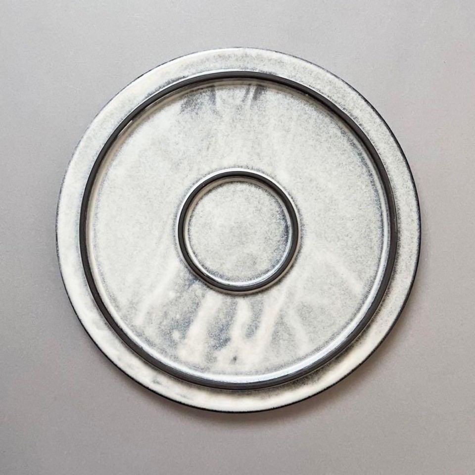 Mino Ware 27cm Black Ceramic Plate 2pcs Flat Edge High-Gloss Used | eBay UK