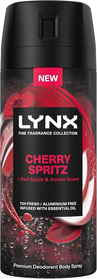 Lynx Fine Fragrance Collection Cherry Spritz Premium Body Spray Mens ...