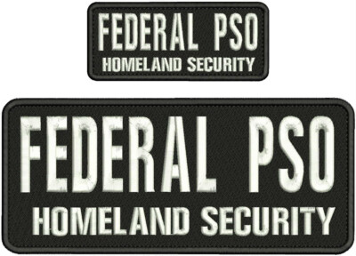 F PSO H SECURITY EMBROIDERY PATCH 4X10 & 2X5 HOOK ON BACK BLK/White | eBay
