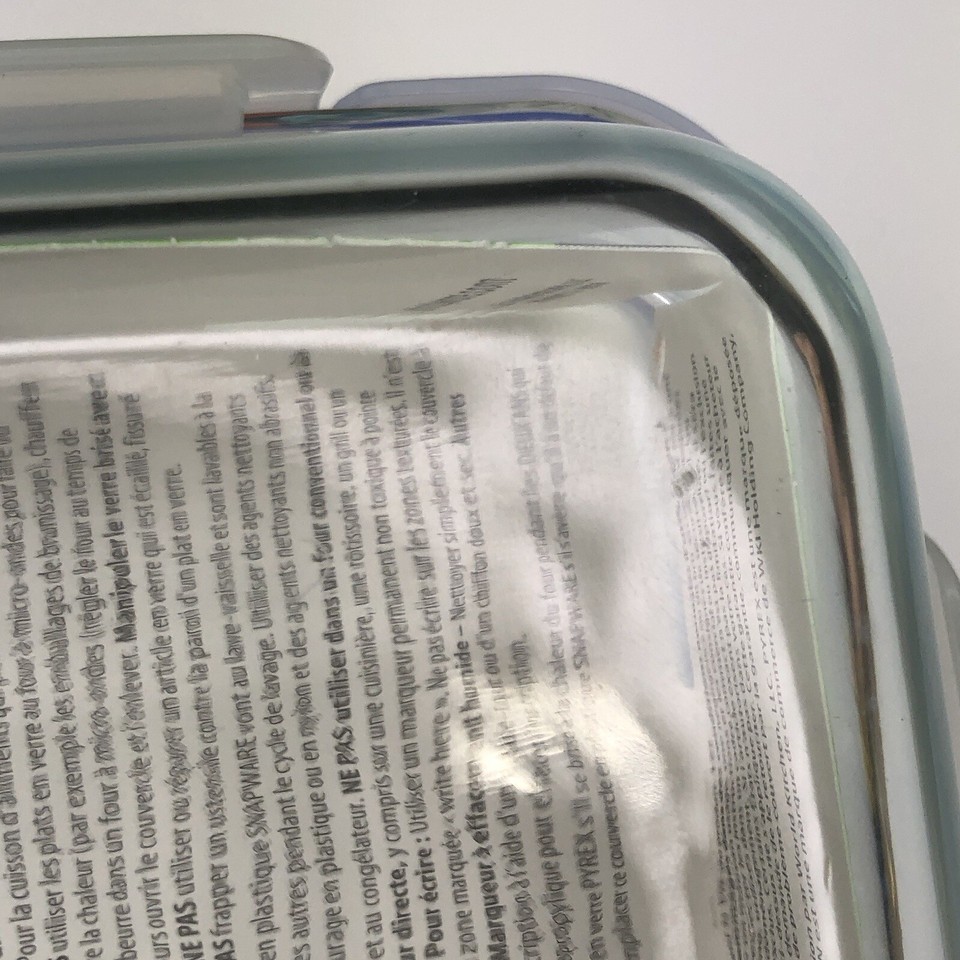 Pyrex Snapware 6-Cup Rectangle Glass Storage Dish with Clear Blue Lid ...