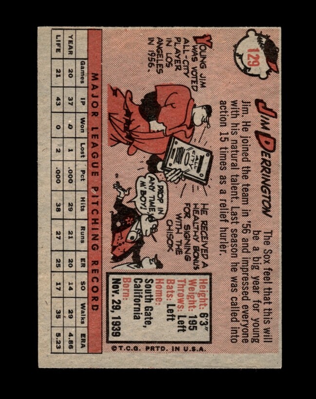 1958 Topps Set-Break #129 Jim Derrington EX-EXMINT *GMCARDS* | eBay