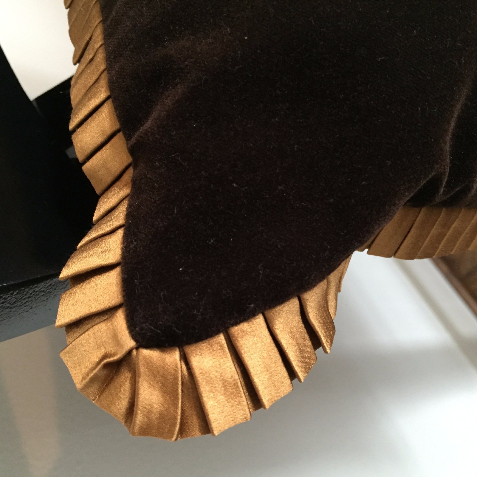 Ann Gish Pillow Velvet Chocolate Brown Amber Edge Trim- Gorgeous- Rare ...