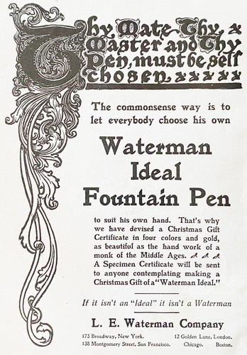Antique L.E. WATERMAN Ideal Fountain Pen Quote Fleurish Font 1902 Xmas ...