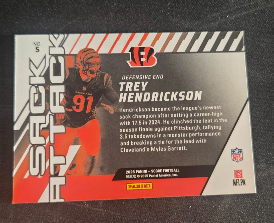 Trey Hendrickson 2025 Panini Score Sack Attack #5 Cincinnati Bengals | eBay