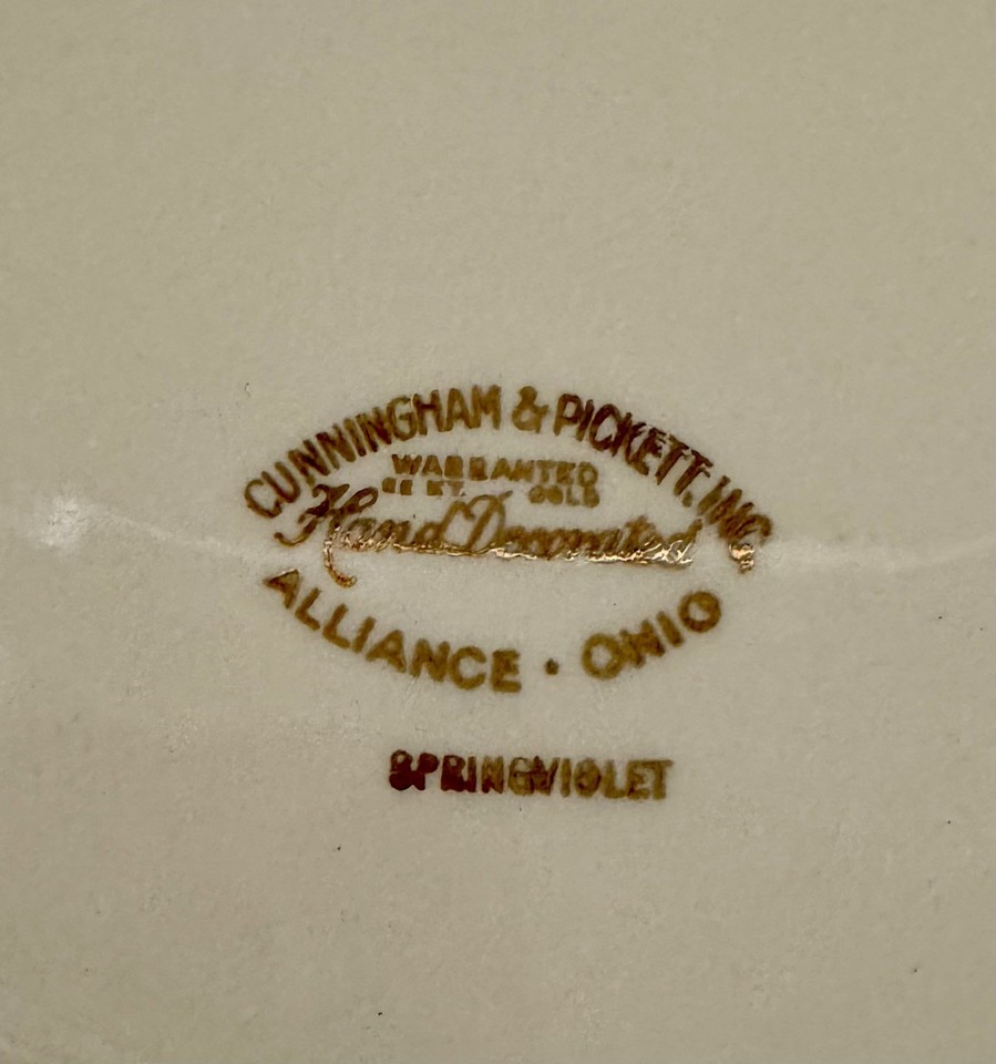 Vintage Cunningham & Pickett: SPRING VIOLET - cake plate 11" WARRENTED ...