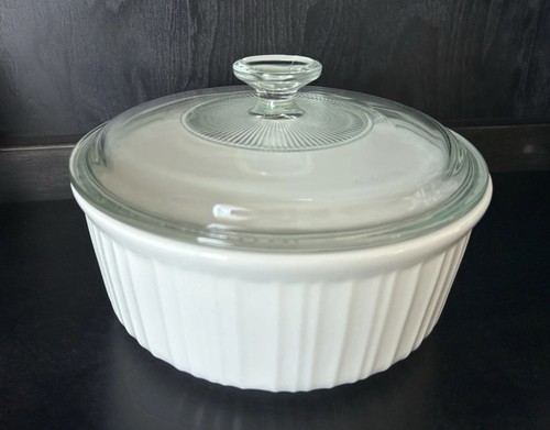 Corning Ware French White Round Casserole Baking Dish 2.5 qt w/Glass ...