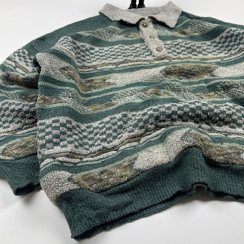 Vintage 90’s Mens Chunky Knit Jumper 80’s Retro Knitted Funky Pattern ...