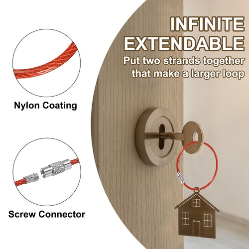 4.3 Inch Wire Keychain Cable, 6 Pack Key Ring Loop, Multicolor | eBay