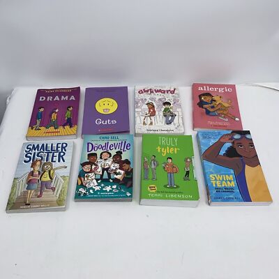 Graphic Novel Book Lot Guts, Drama, Truly Tyler, Allergic, Swim Team ...