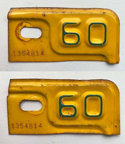 Michigan 1960 License Plate Tab Set for 1959 Plates | eBay