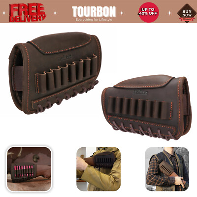 Tourbon Leather Ammo Pouch Cartridges Holder Cheek Rest Rifle Gunstock ...