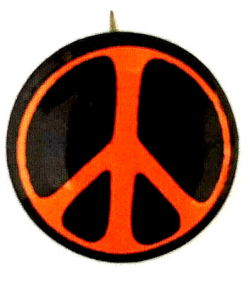 PEACE SIGN BUTTON - An ORIGINAL 1964 Peace March Pinback Button: ORANGE ...