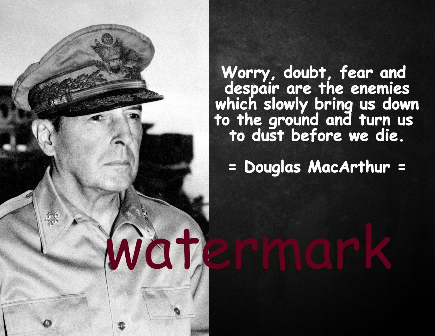 GENERAL DOUGLAS MACARTHUR FAMOUS QUOTE PHOTO PRINT WORRY DOUBT FEAR AND ...