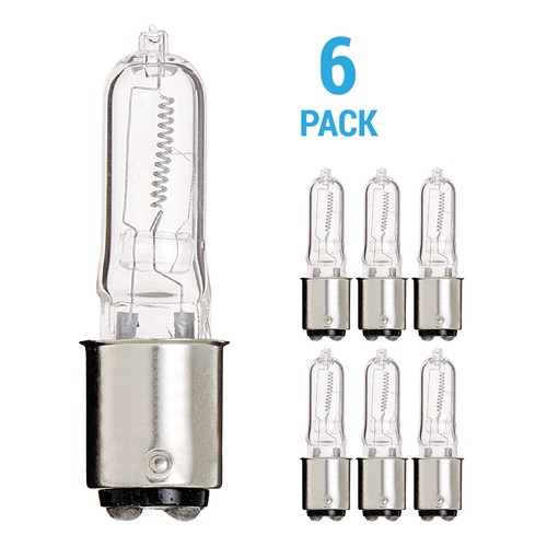 (6 Pack) JD Type CLEAR Bulbs 50Q/CL 50W 120V T4 Double Contact DC ...