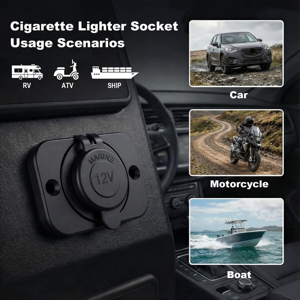 Riseuvo 2 Pack Cigarette Lighter Socket, Waterproof Power Outlet for ...