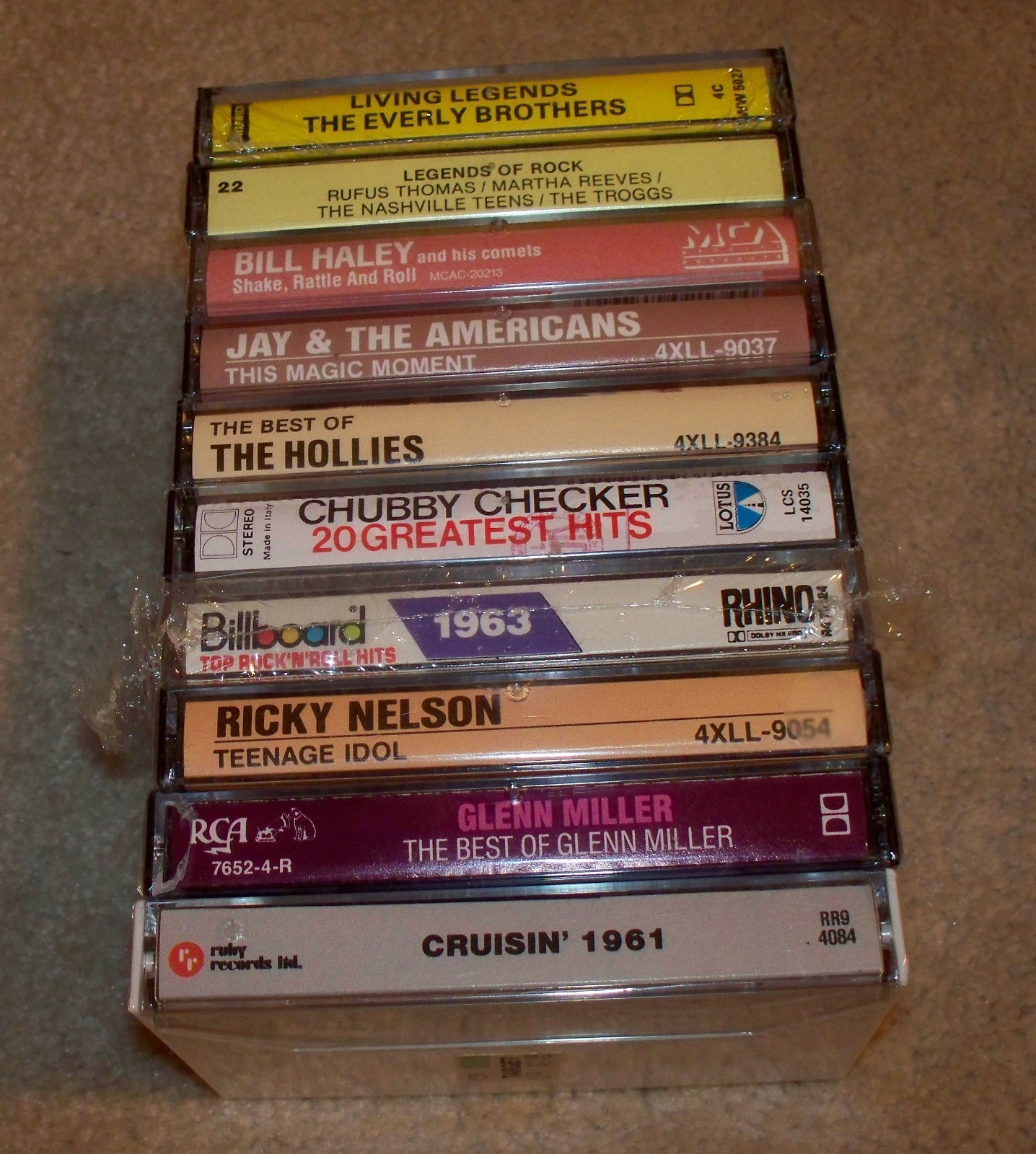 Lot of 10 New Oldies Cassettes (Everly Bros/Nelson/Glenn Miller/Chubby ...