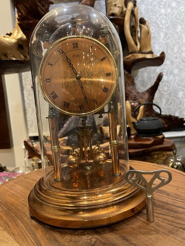 Vintage Kundo 400 Day Anniversary Clock WORKING Glass Dome With Key ...